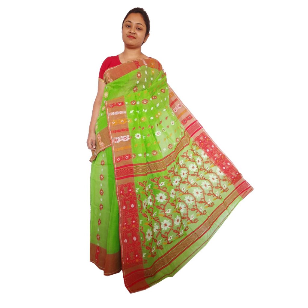 Buy Pure Cotton Orange Baluchari Bengal Tant Saree