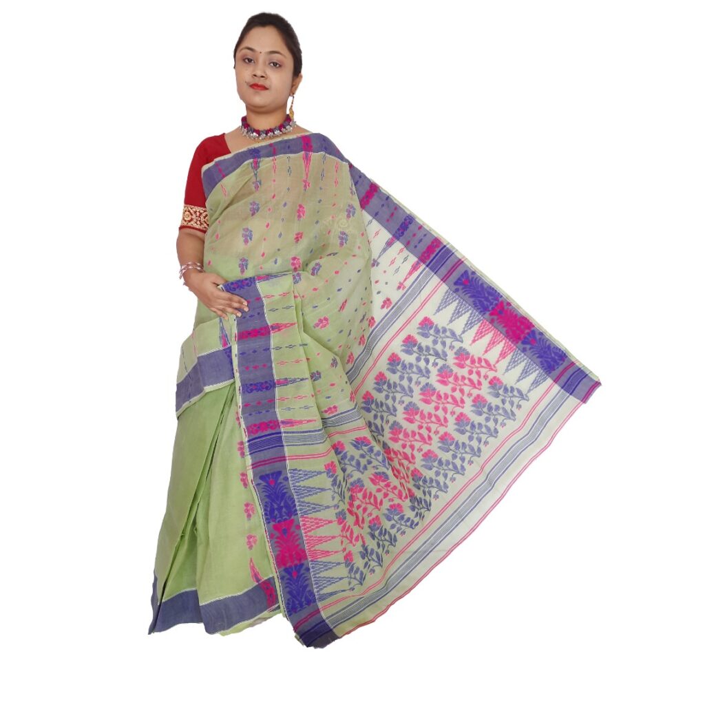 Buy Pure Cotton Orange Baluchari Bengal Tant Saree