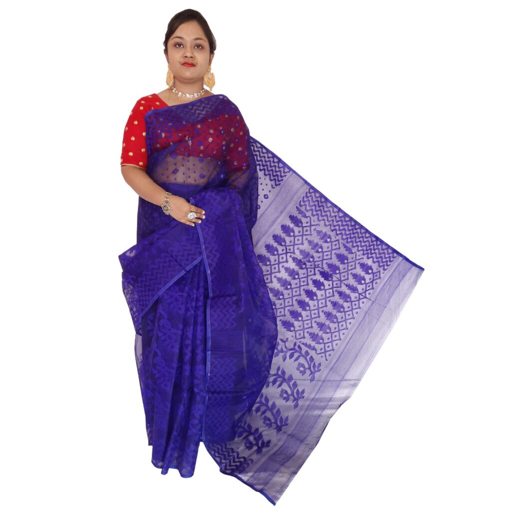 Buy Fulia Handwoven Off White and Red Jamdani Saree