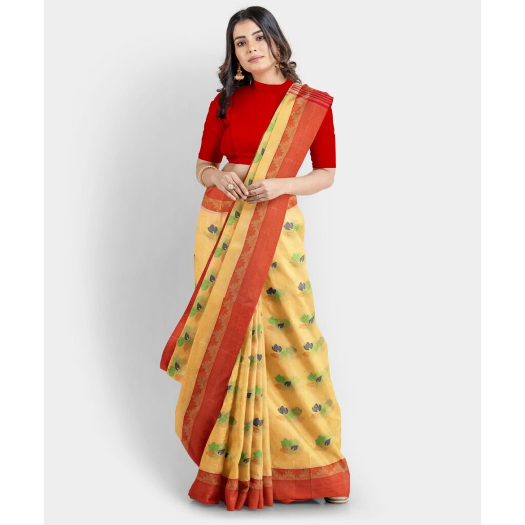 Buy Traditional Pure Garad Silk Saree (Mustard Yellow)
