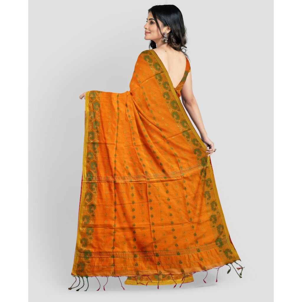 Buy Mustard Colour Saree in Silk with Blouse Piece